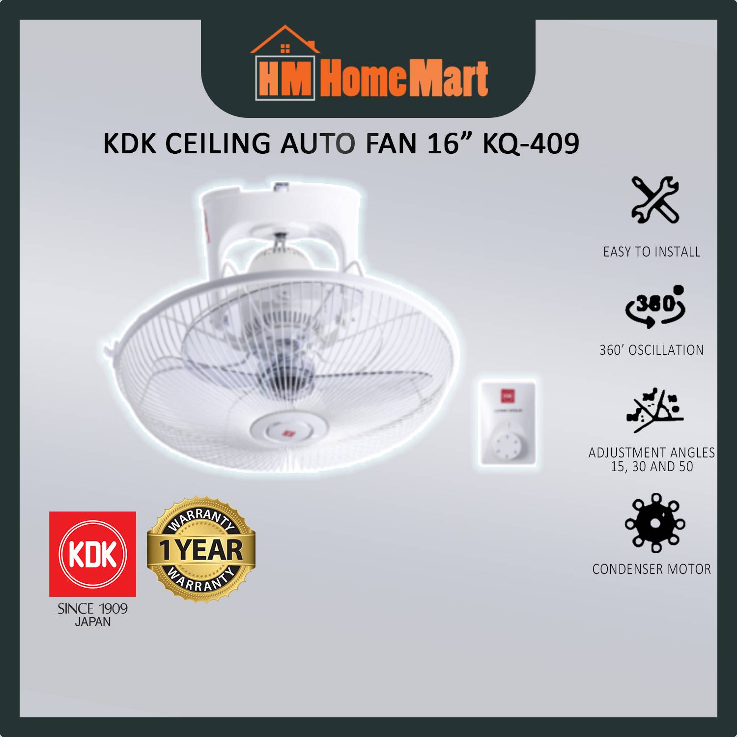 KDK Auto Fan KQ409 40" (1 Year Warranty)