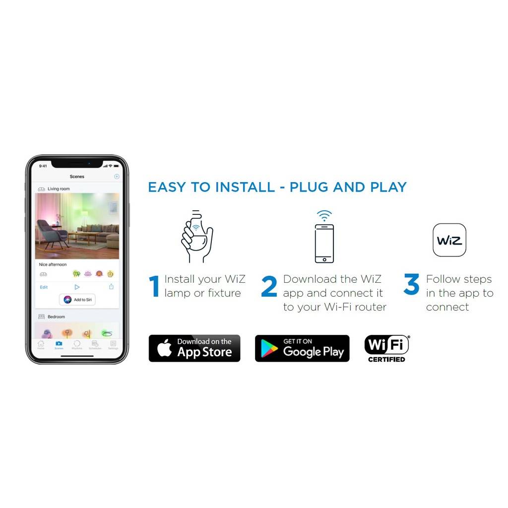 WiZ E27 Smart Lighting Tunable White Bulb Starter Kit with Remote ...