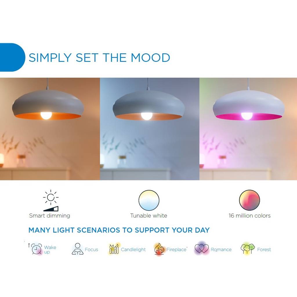 WiZ E27 Smart Lighting Tunable White Bulb Starter Kit with Remote ...