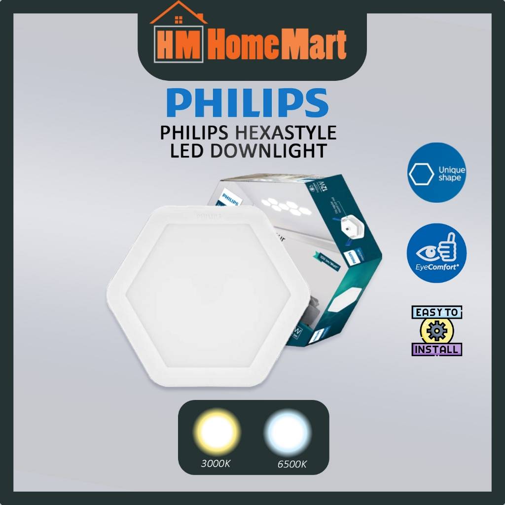 Philips HexaStyle LED Downlight 12W Cool Daylight (1 Year Warranty)