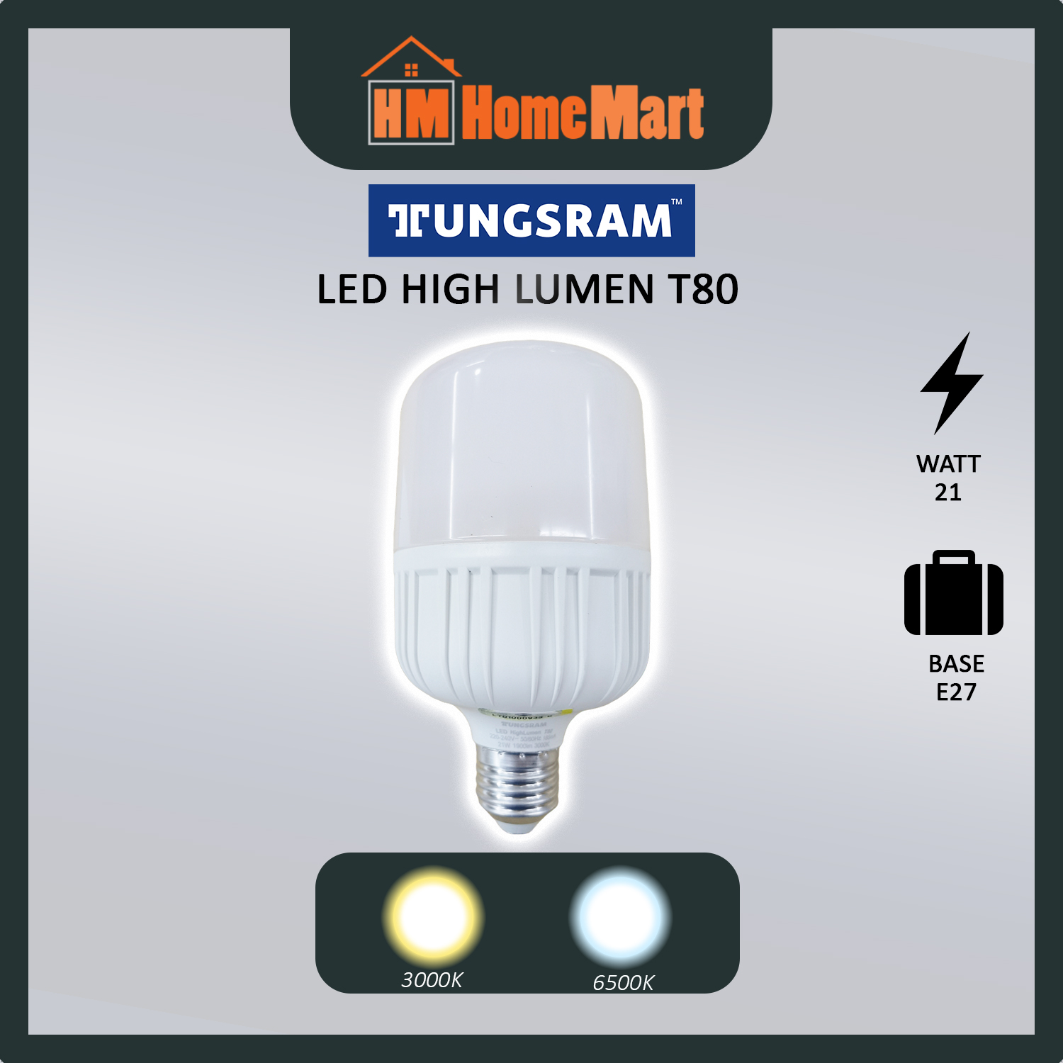 TUNGSRAM LED High Lumen T80/Big Bulb 21W (3000K/6500K) (SIRIM) (1 Year ...
