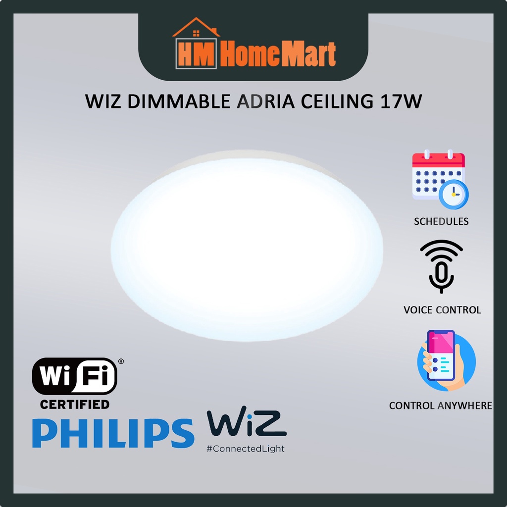 WiZ LED Adria Smart Dimmable Ceiling Lights 17W White (6500K) (1 Year ...